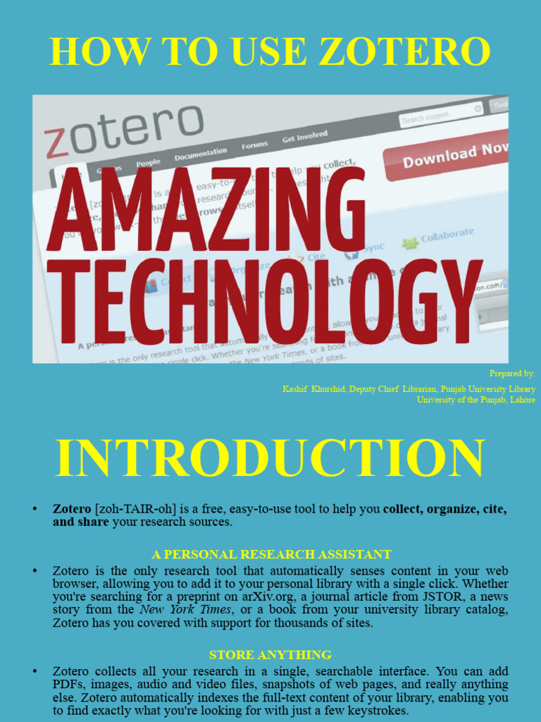 Zotero Ver 6.0.15 Presentation | PDF