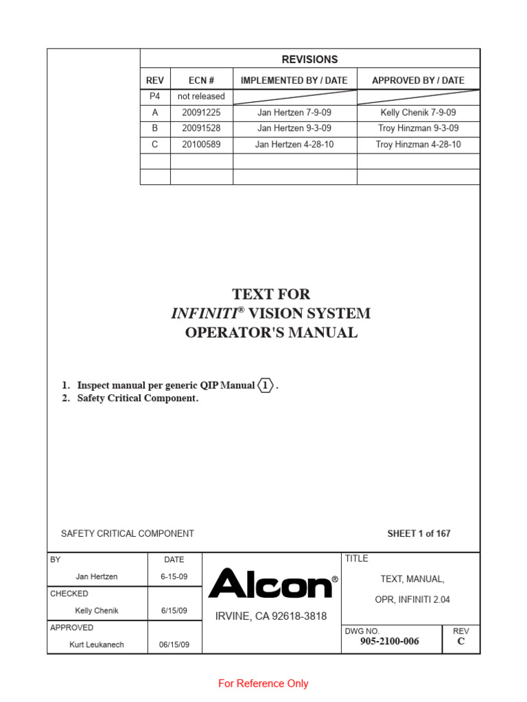 Infiniti Vision System User Manual | PDF