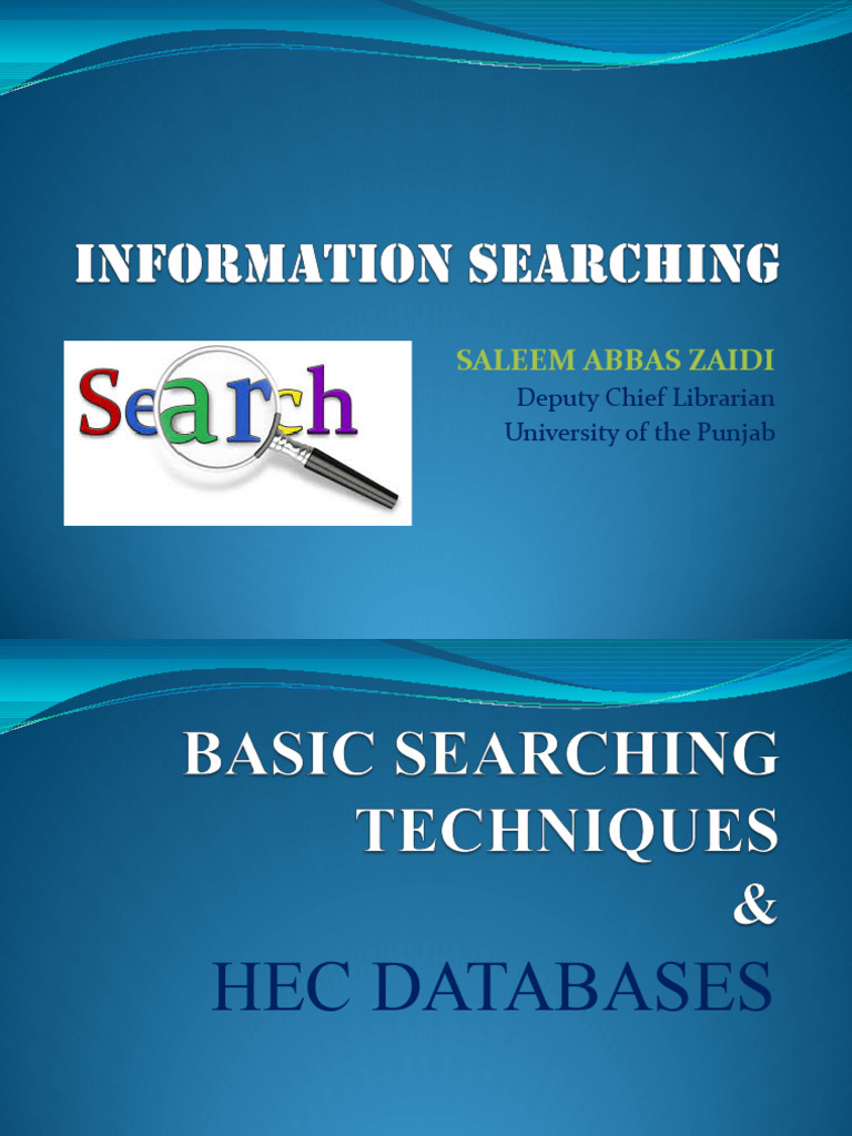 Searching Techniques by Saleem | PDF