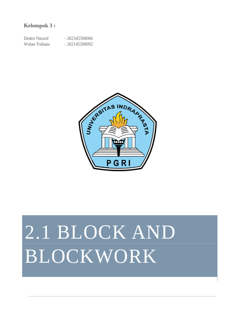 Kelompok 3 BLOCK AND BLOCKWORK | PDF
