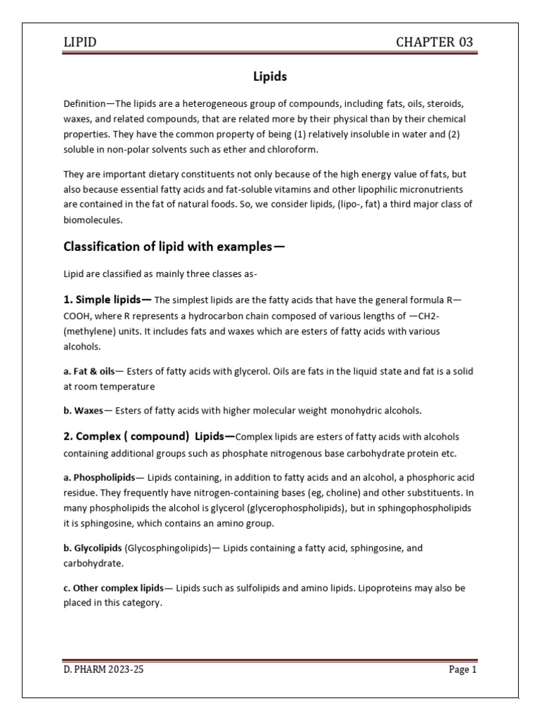 Lipids Chapter 03 Pdf