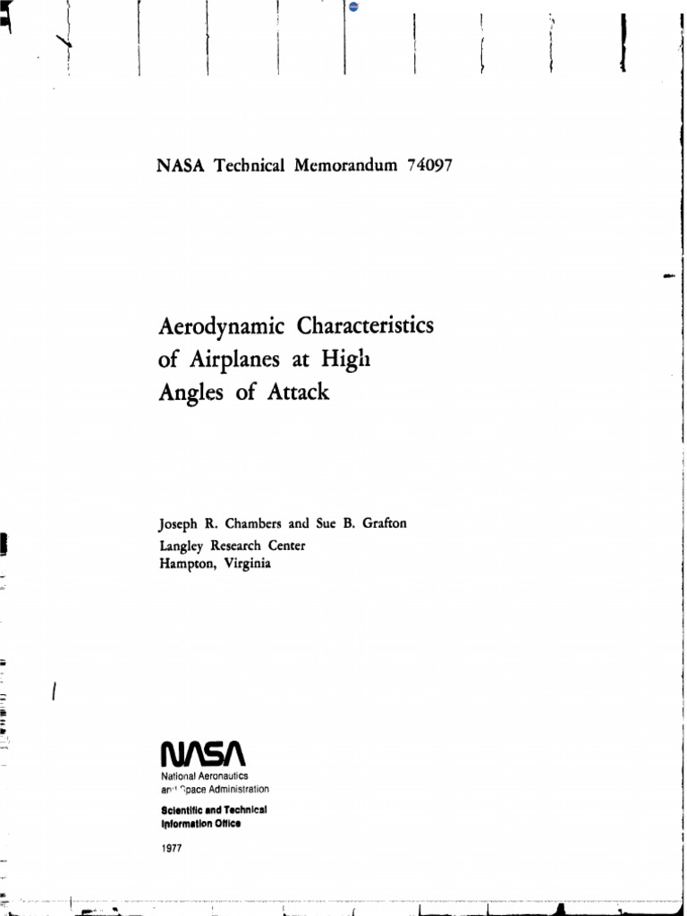 NASA-TM-74097 Aerodynamic Characteristics of Airplanes at High Angles of Attack | PDF