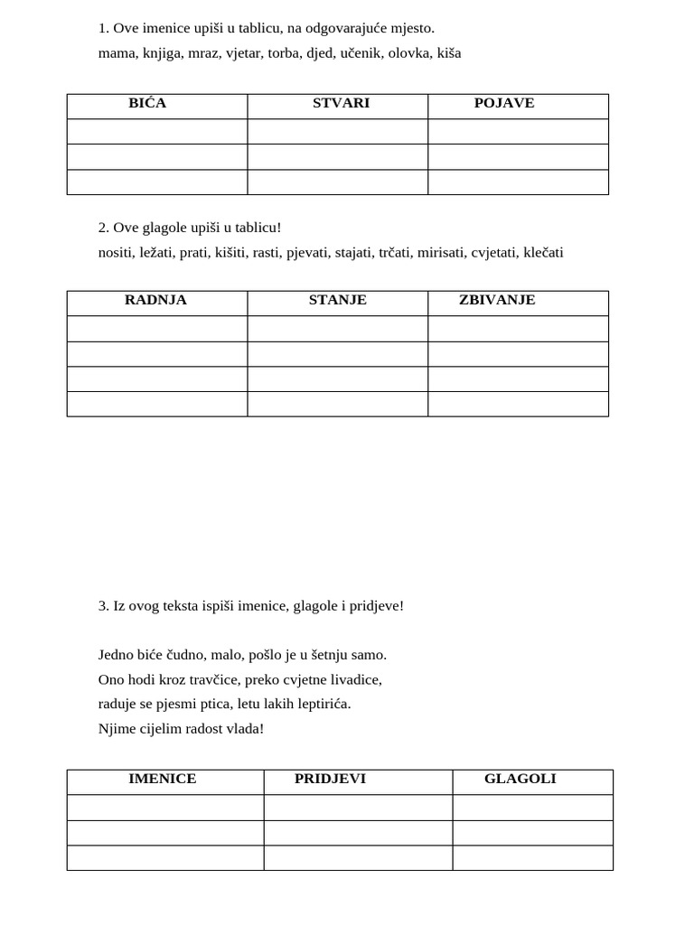 Imenice, Glagoli I Pridjevi (26.6.) | PDF
