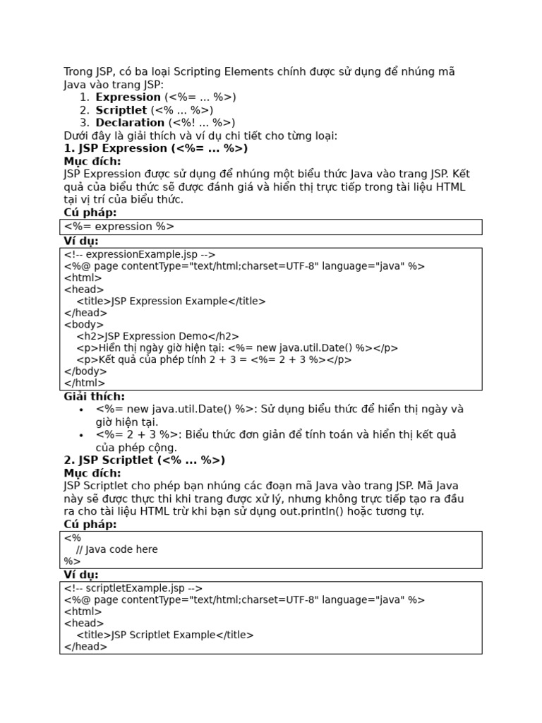 JSP ScriptingElement | PDF