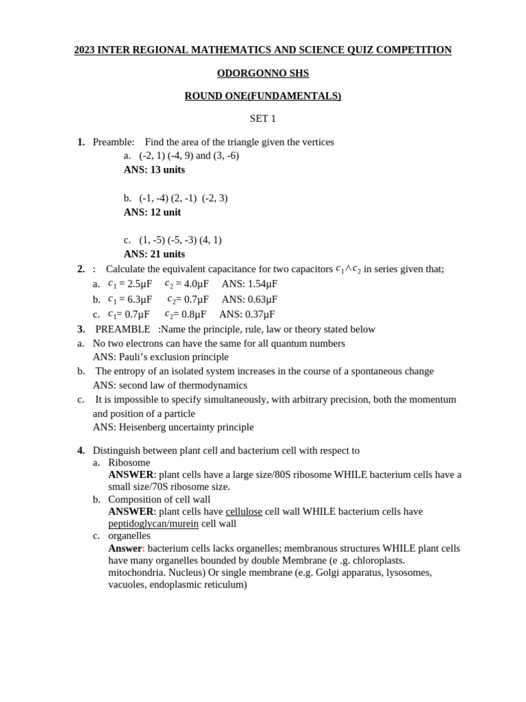 Odorgonno2023 INTER REGIONAL MATHEMATICS AND SCIENCE QUIZ COMPETITION-1 ...
