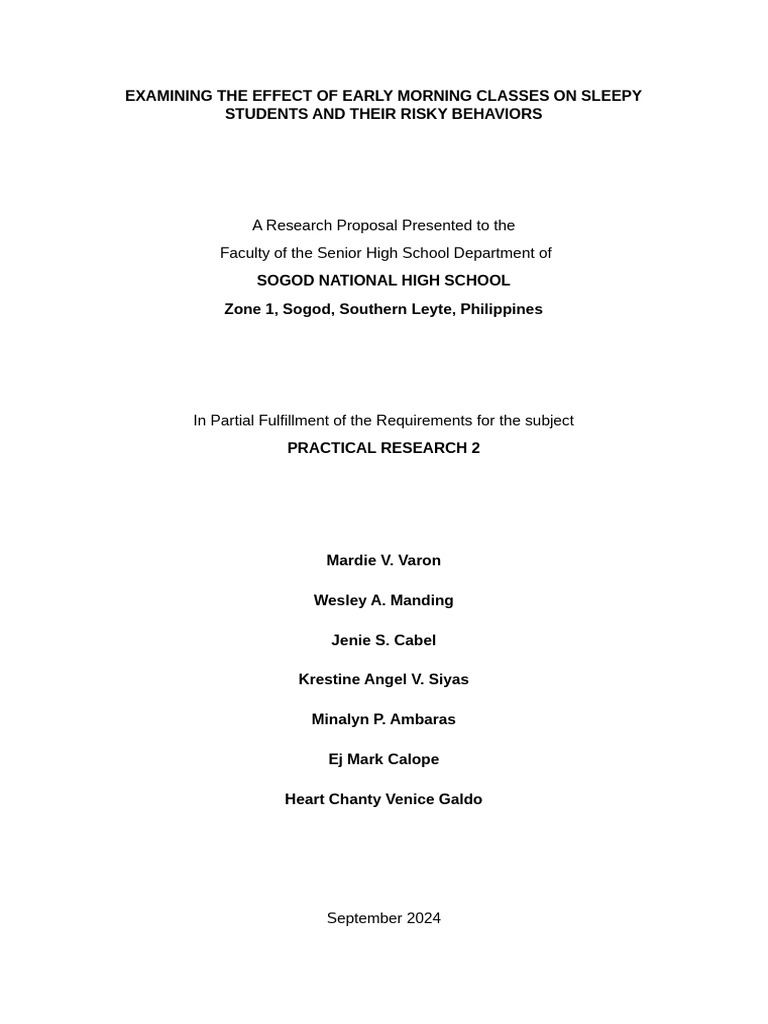 Examining The Effects of Early Morning Classes On Sleepy Students and ...