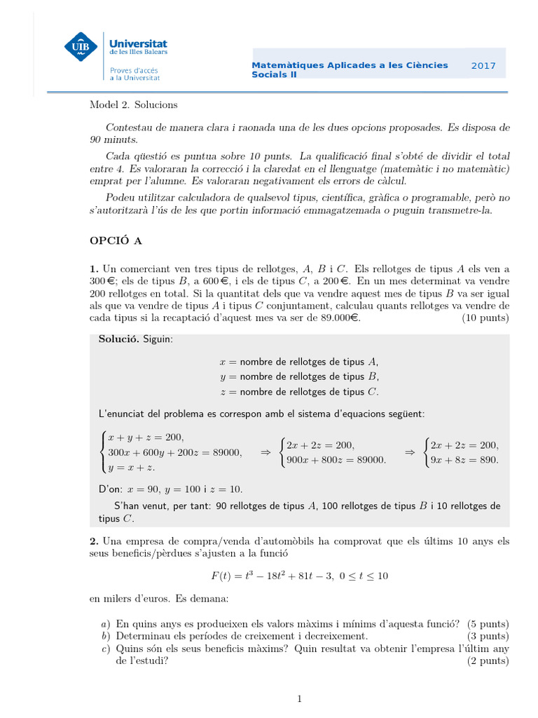 2ºBachCCSS EBAU Baleares 2017-Junio Resuelto Universidad | PDF