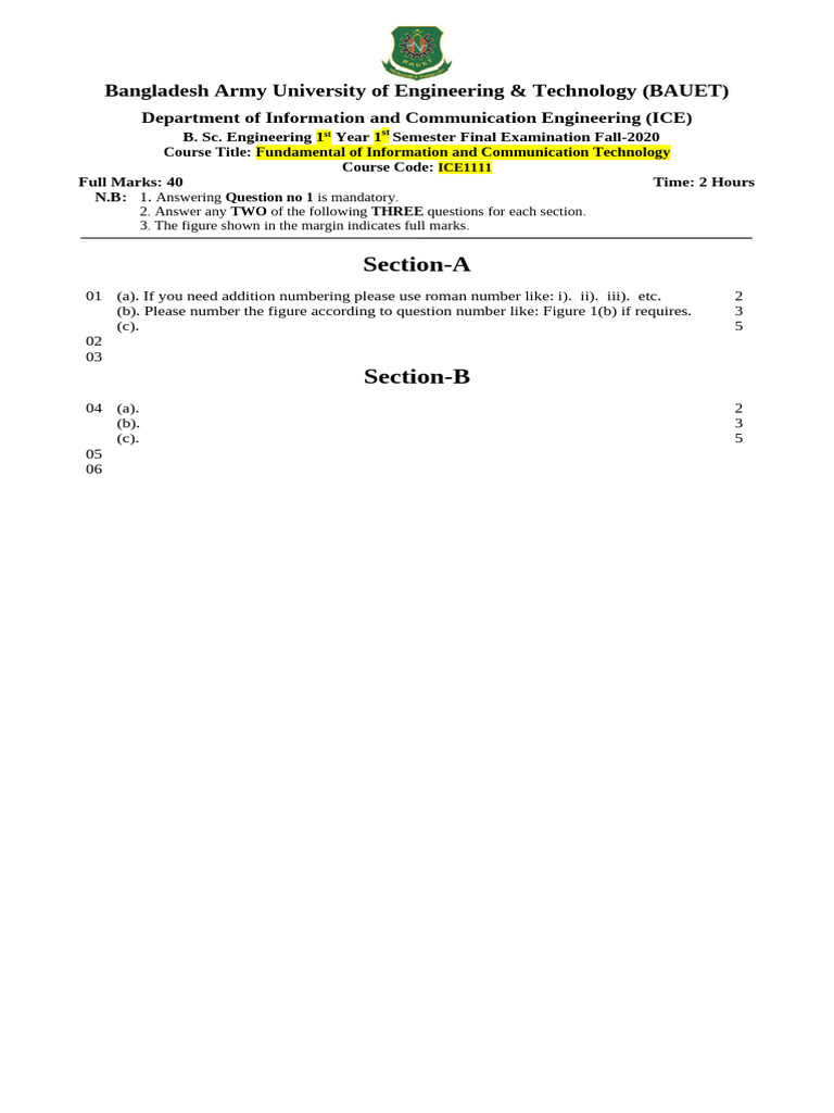 Question Header Online | PDF