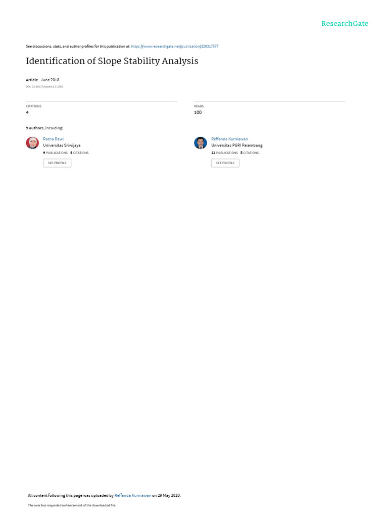 Identification of Slope Stability Analysis | PDF