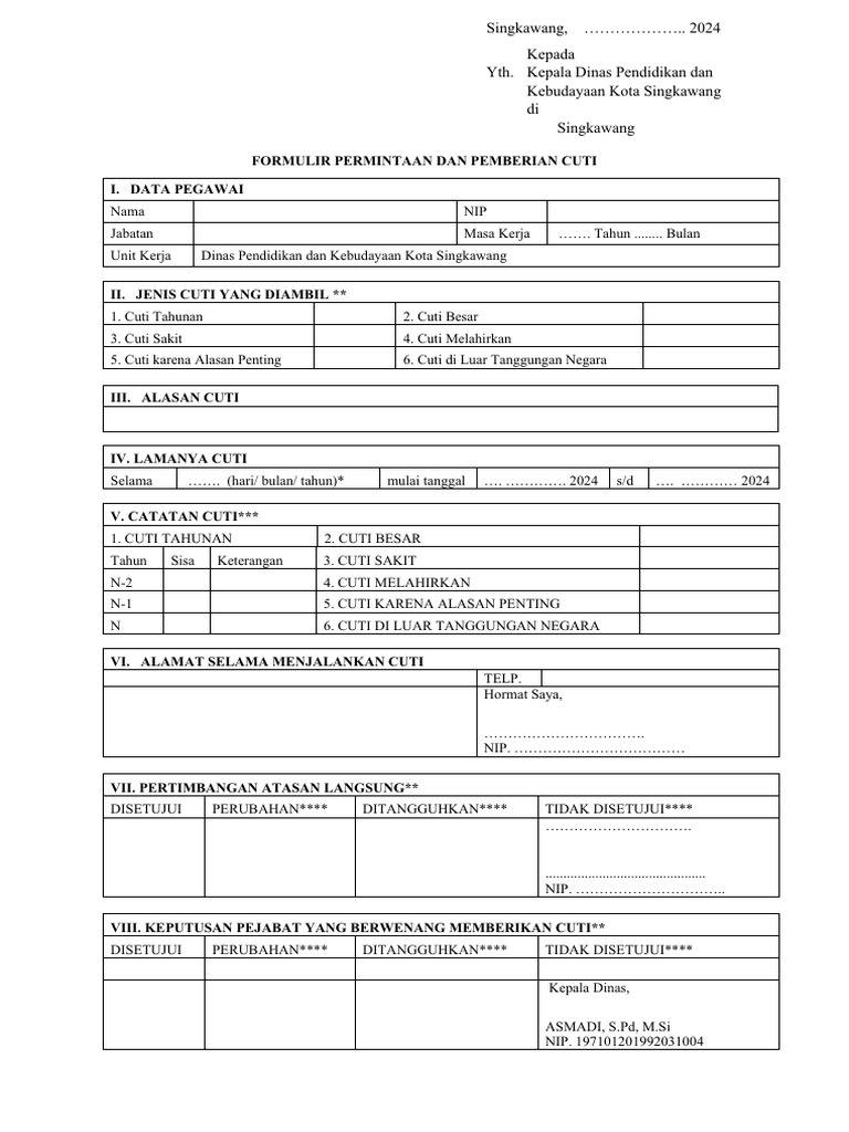 Formulir Cuti Kantor | PDF