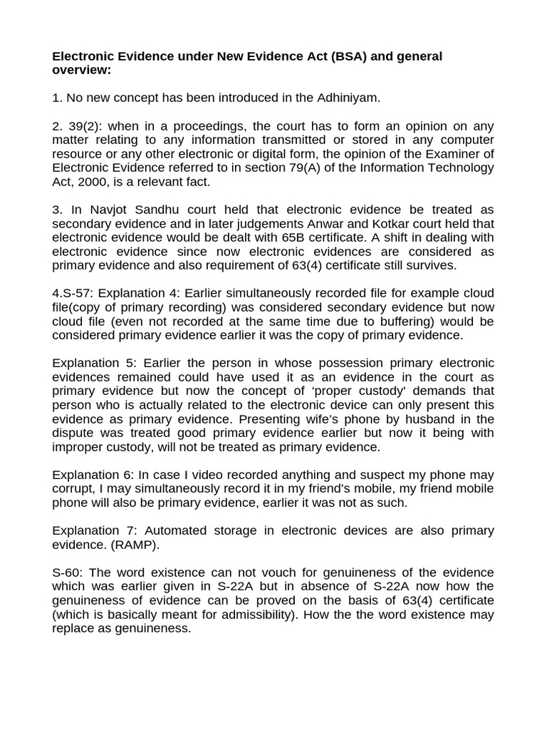 Electronic Evidence-BSA | PDF