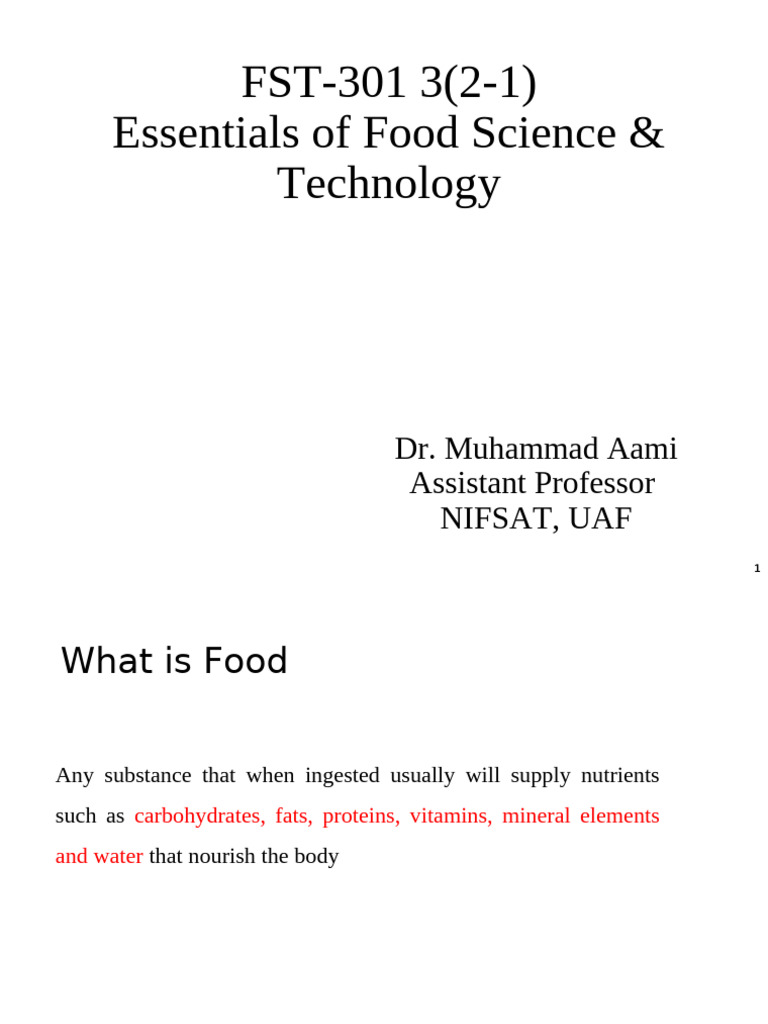 Lecture-1 Introduction To Food Science and Technology-2 | PDF