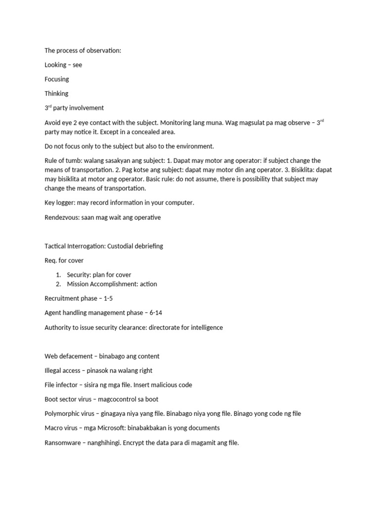 Note Taking in Surveillance | PDF