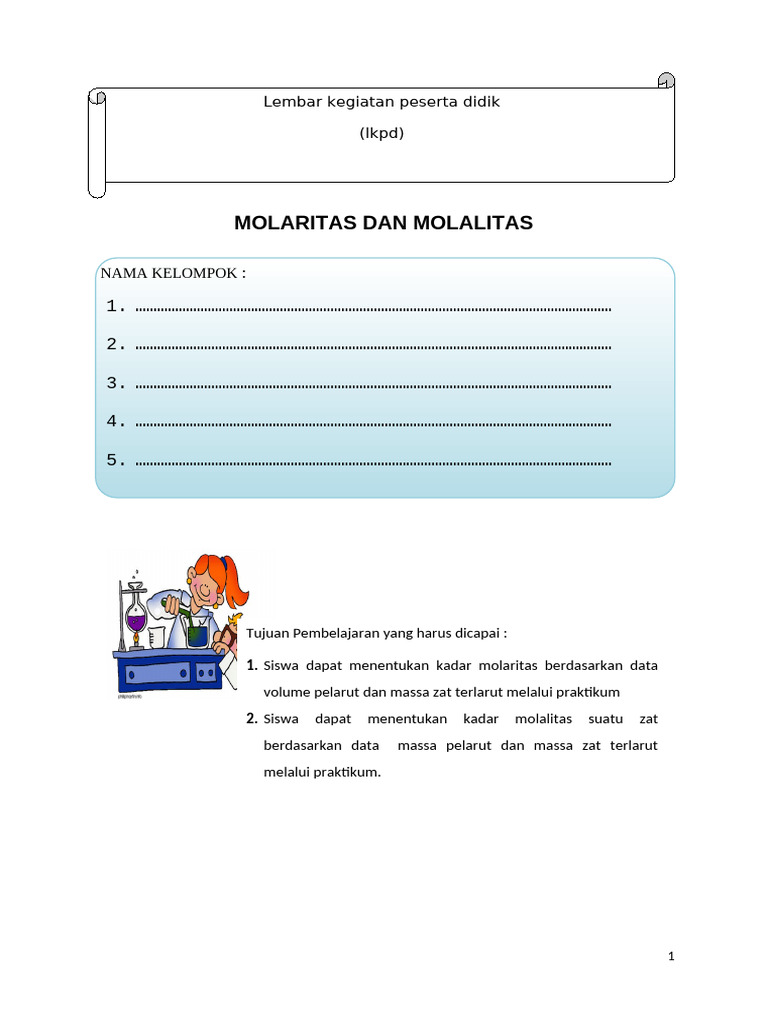 LKPD Molalitas Dan Molaritas | PDF
