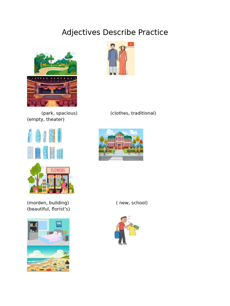 Adjective describe practice | PDF
