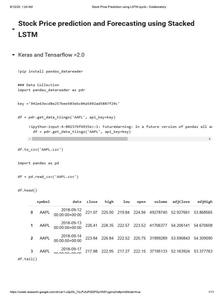 Stock Price Prediction Using Lstm Pdf