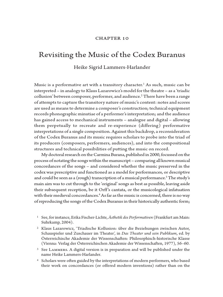 Lammers Harlander-Revisiting The Music of The Codex Buranus | PDF