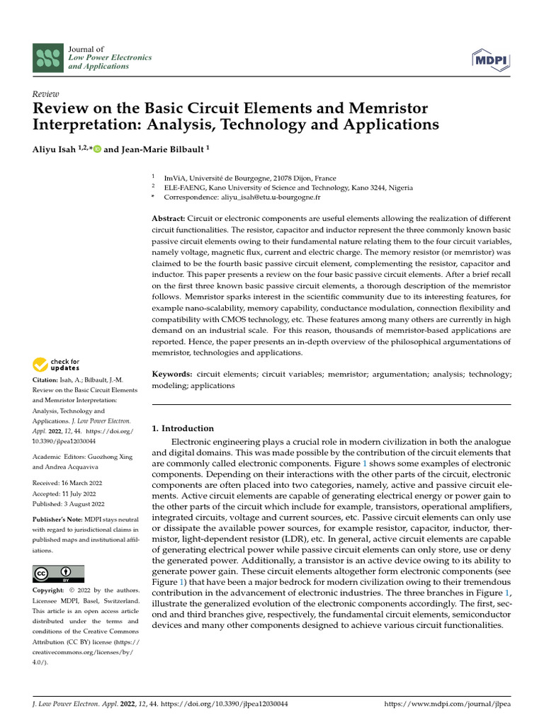 Review On The Basic Circuit Elements and Memristor | PDF