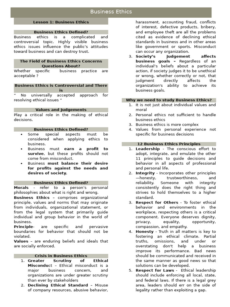Business Ethics | PDF