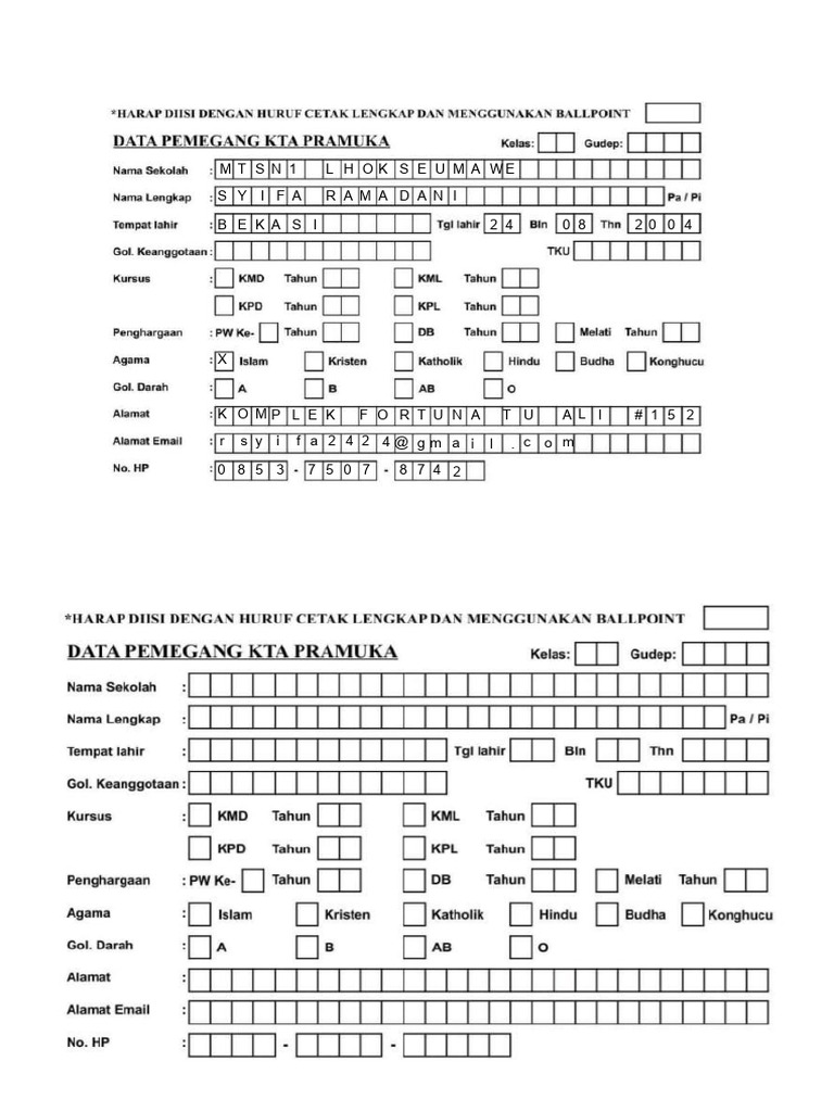 Formulir Pramuka | PDF