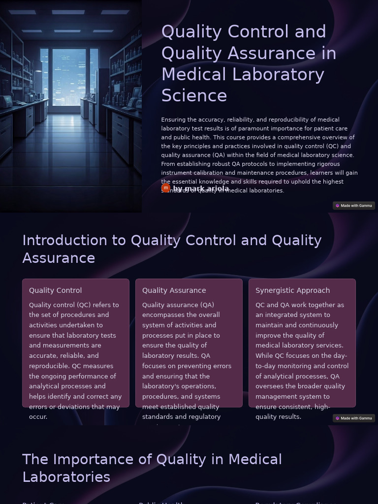 Quality Control and Quality Assurance in Medical Laboratory Science ...