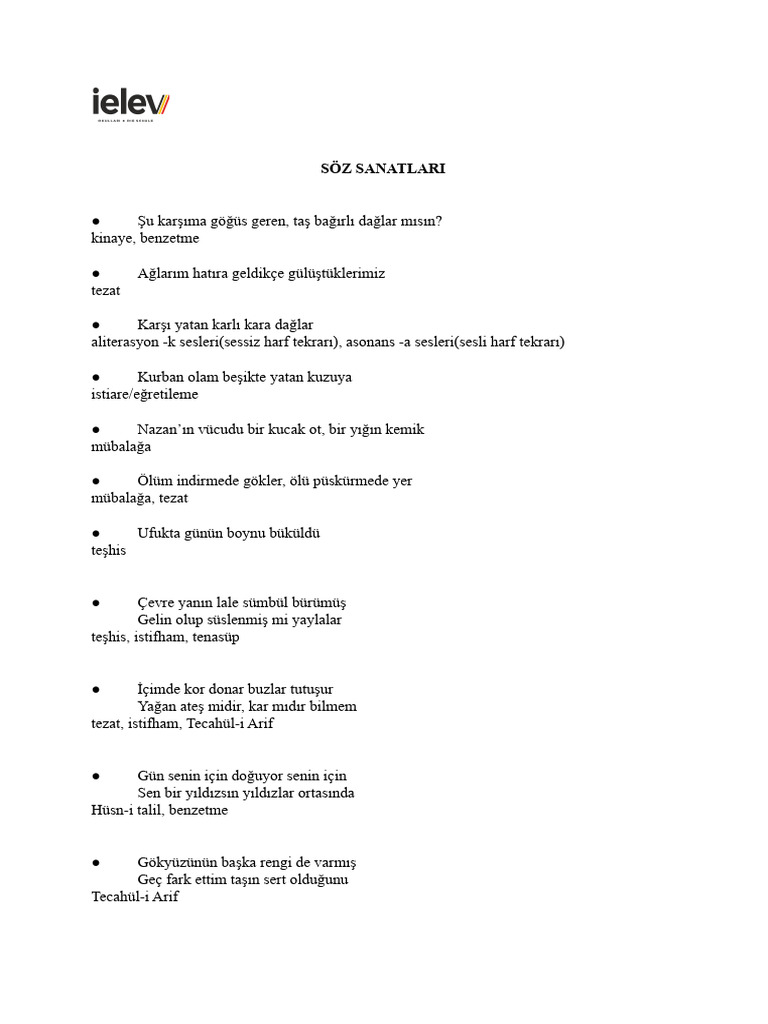 Söz Sanatlari | PDF