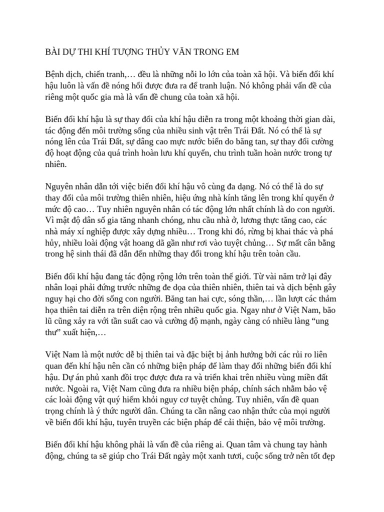 Bài D Thi Khí Tư NG TH y Văn Trong em | PDF