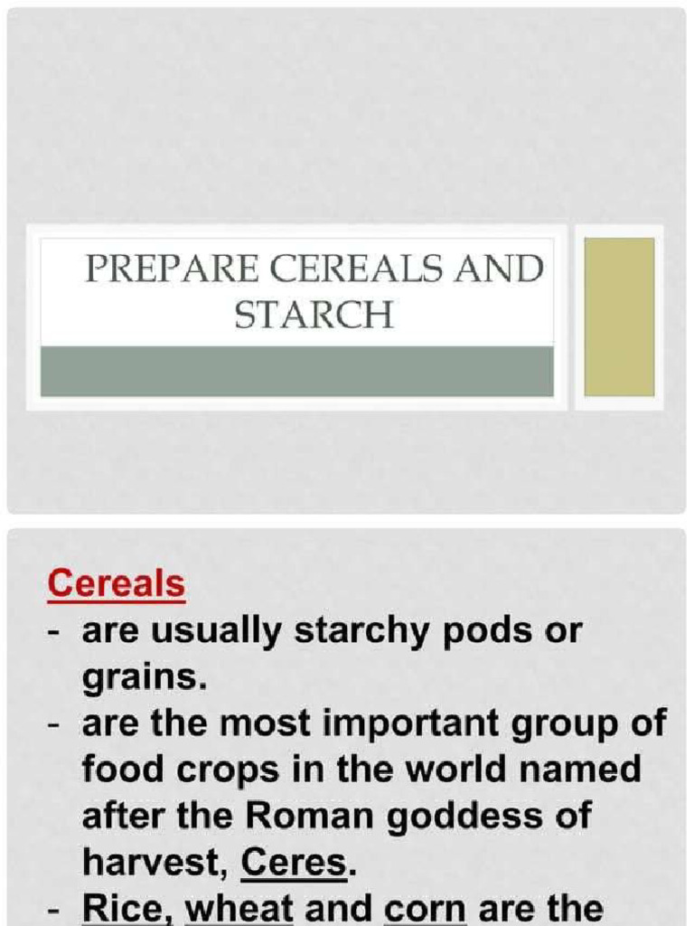 Q1 L5 Prepare Cereal and Starch Dishes 1 | PDF