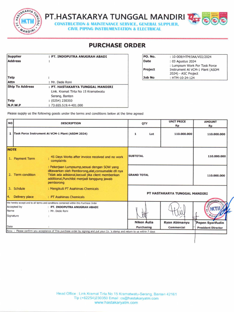 10-008. Task Force Instrument at VCM-1 Plant (ASDM 2024) - ASC Project | PDF