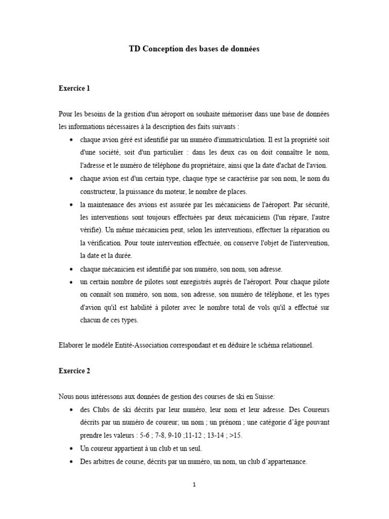 TD Conception Des BDs AU 24 - 25 | PDF