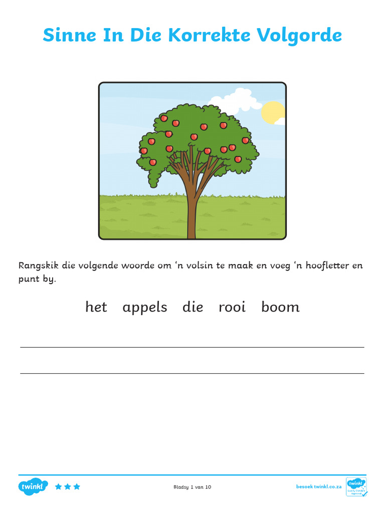 Hoer Vermoeens Woordorde Met Prente - Werkkaart | PDF