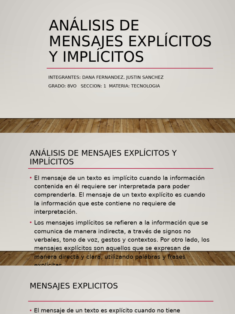 Análisis de Mensajes Explícitos y Implícitos | PDF