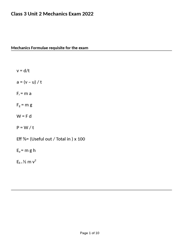 Mechanics Exam QP | PDF