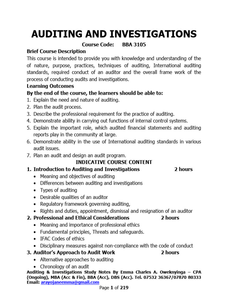 Auditing Notes Aug 23 - 044647 | PDF