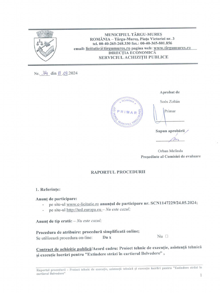 Raportul Procedurii-Semnat | PDF