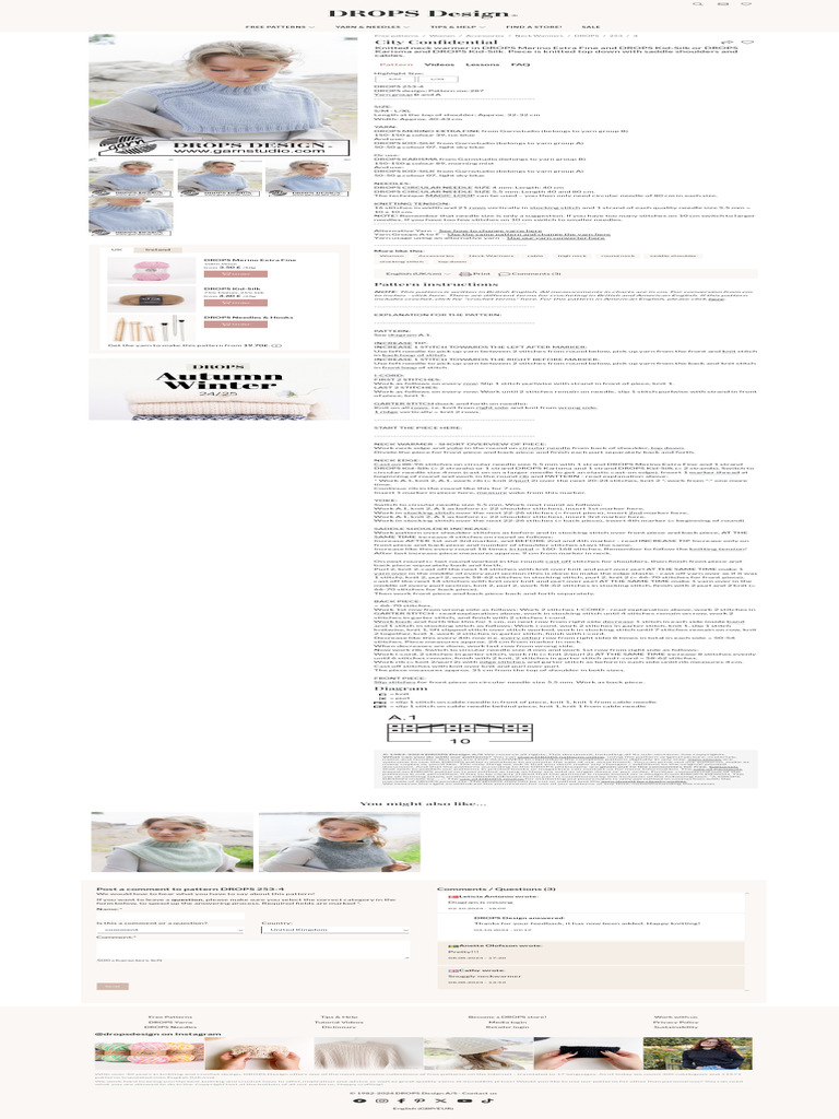 City Confidential - DROPS 253-4 - Free Knitting Pattern Easy To Turn ...