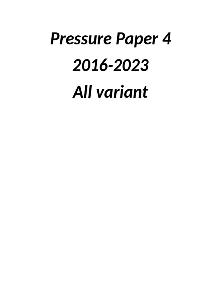 Pressure Paper 4 | PDF