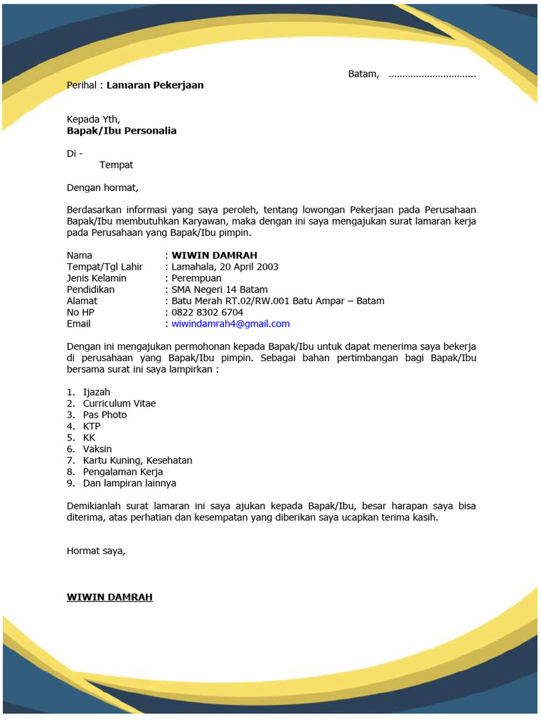 CV. Wiwin Damrah | PDF | Career & Growth | Law