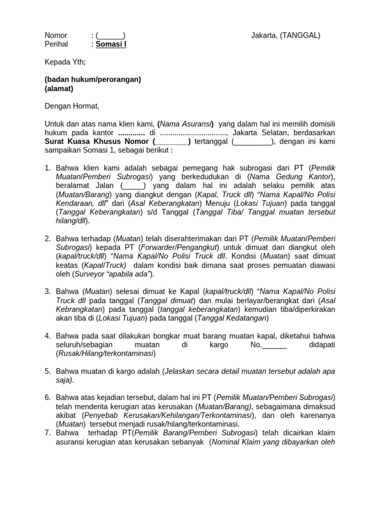 Contoh Draft SOMASI I | PDF