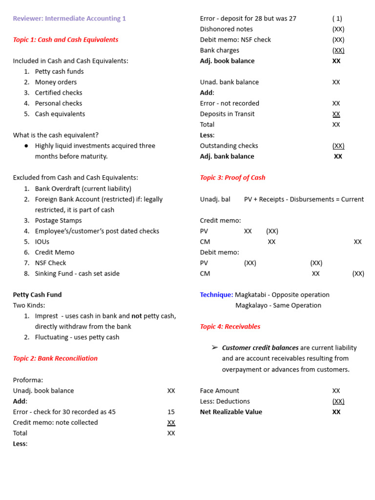 REVIEWER - Intermediate Accounting 1 | PDF | Debt | Discounting