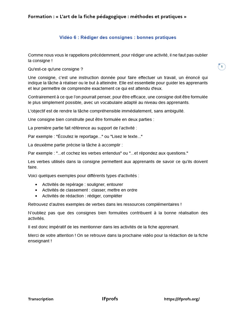 6 Rédiger Des Consignes Bonnes Pratiques | PDF