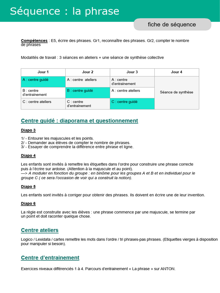 EDL MDI Fiche Prep Phrase | PDF