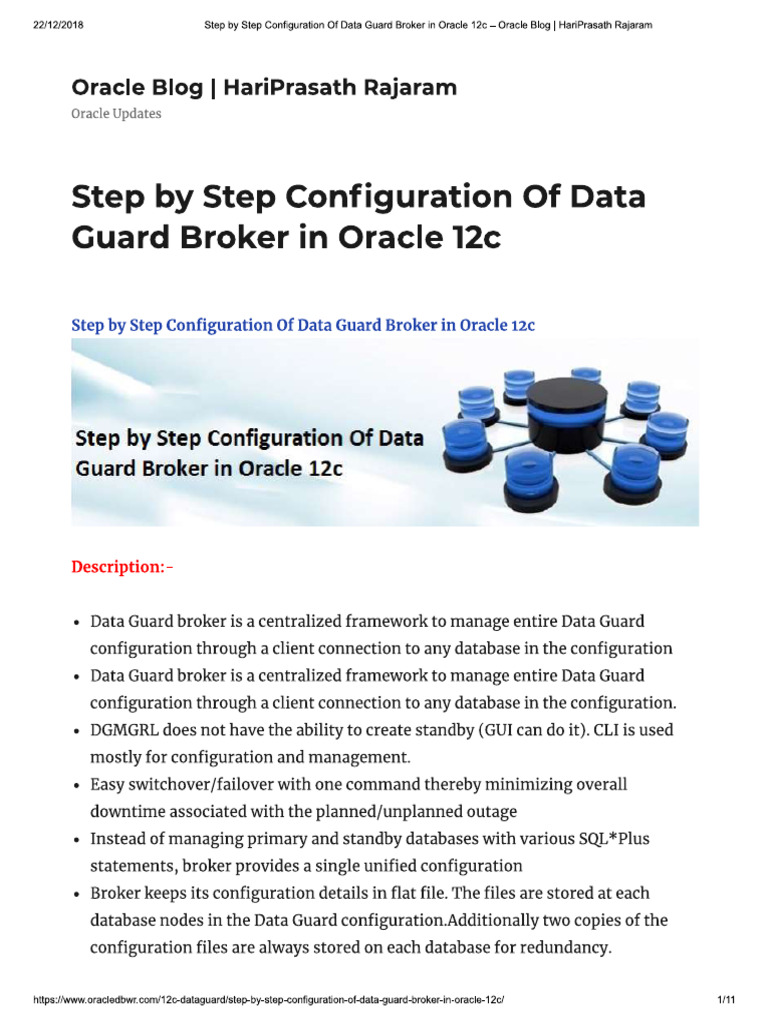 Step By Step Configuration Of Data Guard Broker In Oracle 12c Pdf 3852