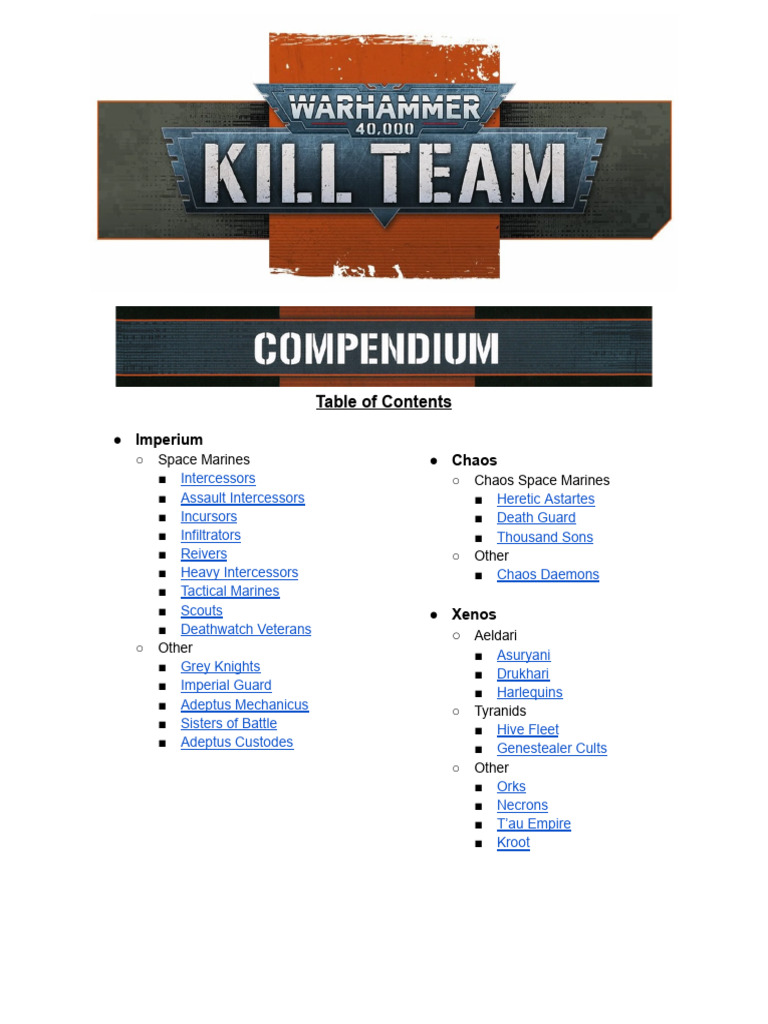 Kill Team Primer - Compendium Teams | PDF