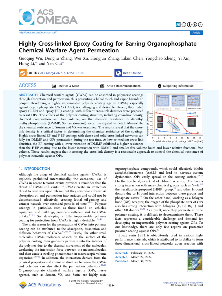 Highly Cross-Linked Epoxy Coating For Barring Orga | PDF