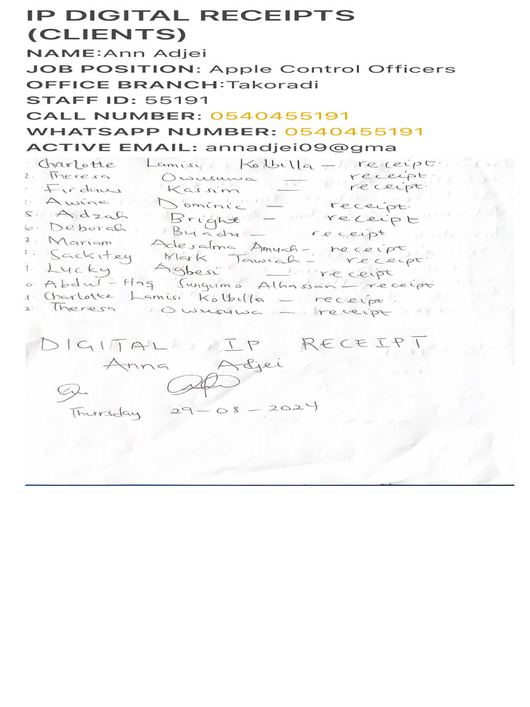 Digital Receipts Report(Client) | PDF