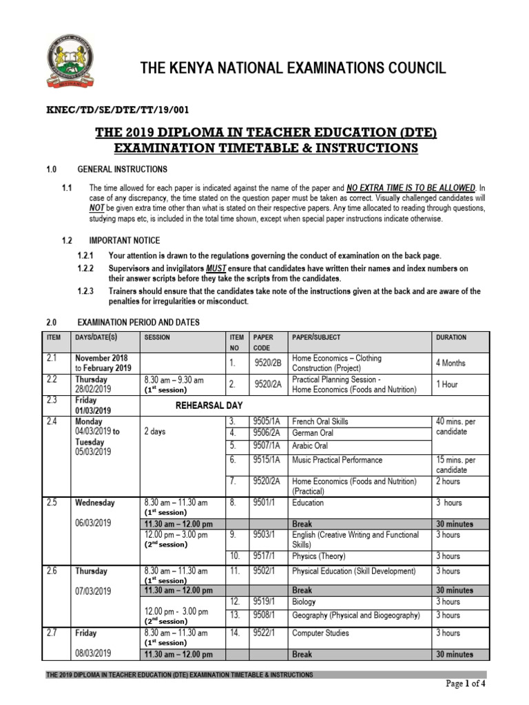 001 2019 Dte Time Table | PDF