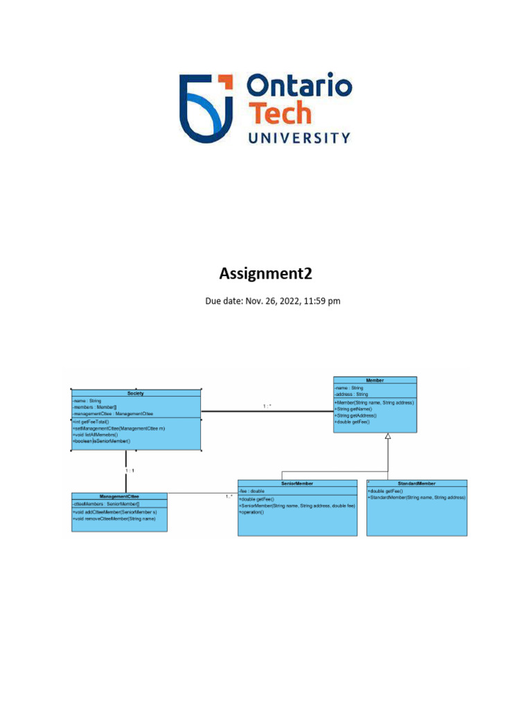 SOFE 2710U Object Oriented Programming and Design Fall 2022 | PDF | Method (Computer Programming ...