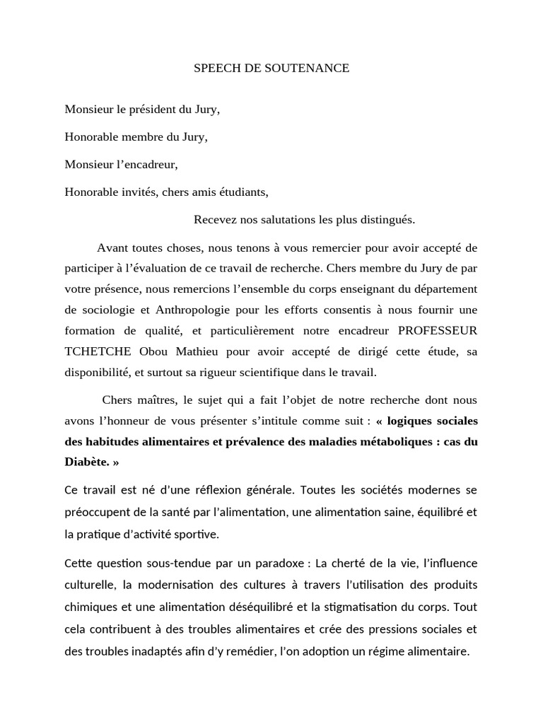 Speech de Soutenance | PDF
