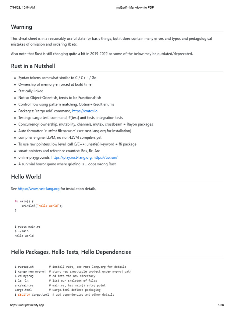 2 - Rust in A Nutshell | PDF